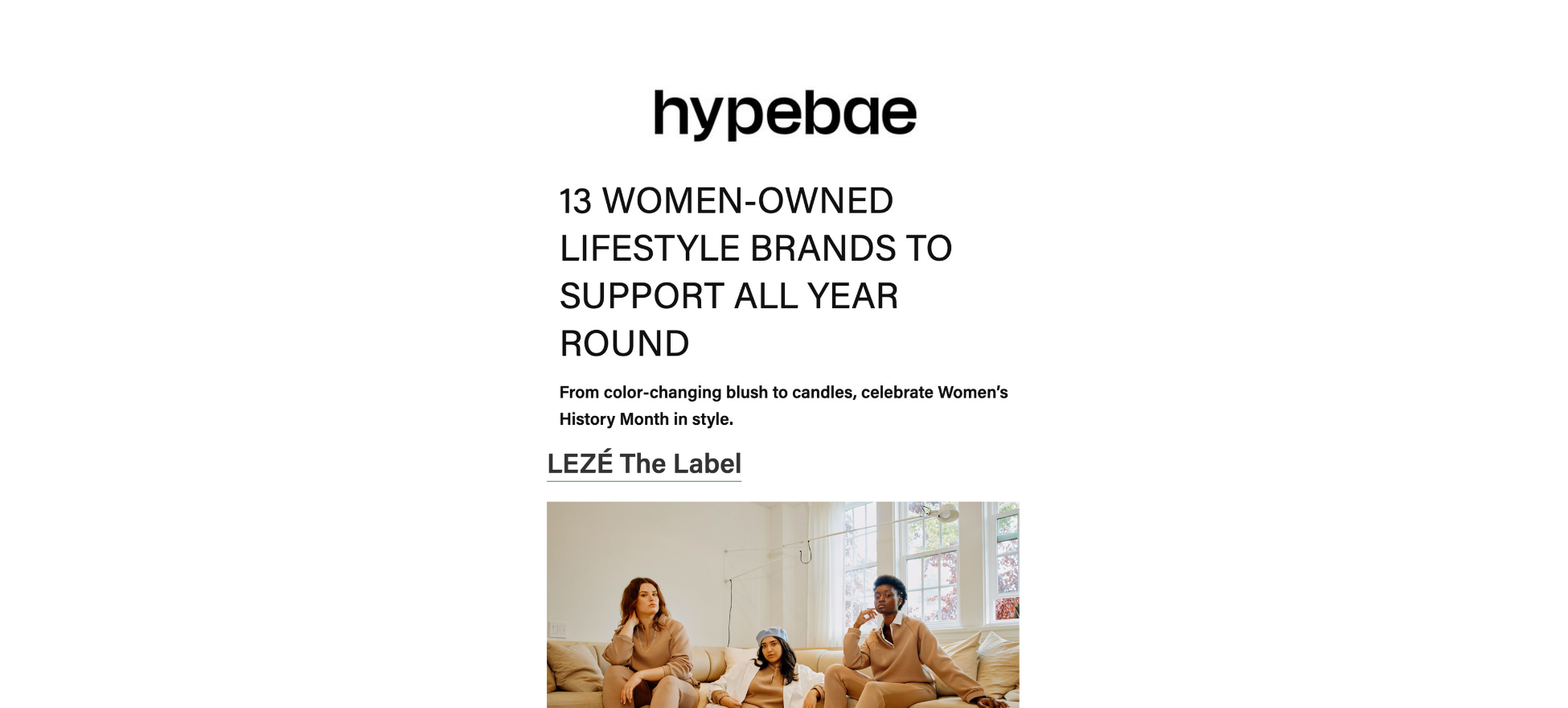 Hypebae: 13 Women-Owned Lifestyle Brands To Support All Year Round ...